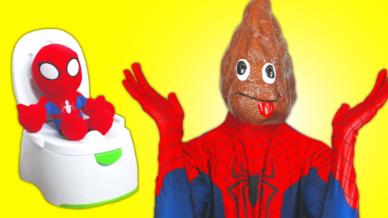 Spiderman & Pink Spidergirl VS Spiderbaby’s Poo! Farts & Potty Training ...