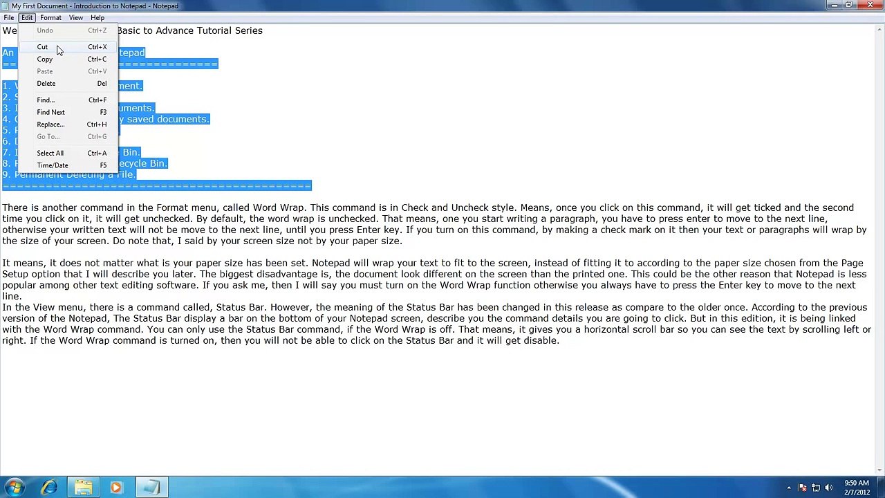 How to Use Notepad in Windows 10 / 8.1 / 7 / XP Full Tutorial - video ...