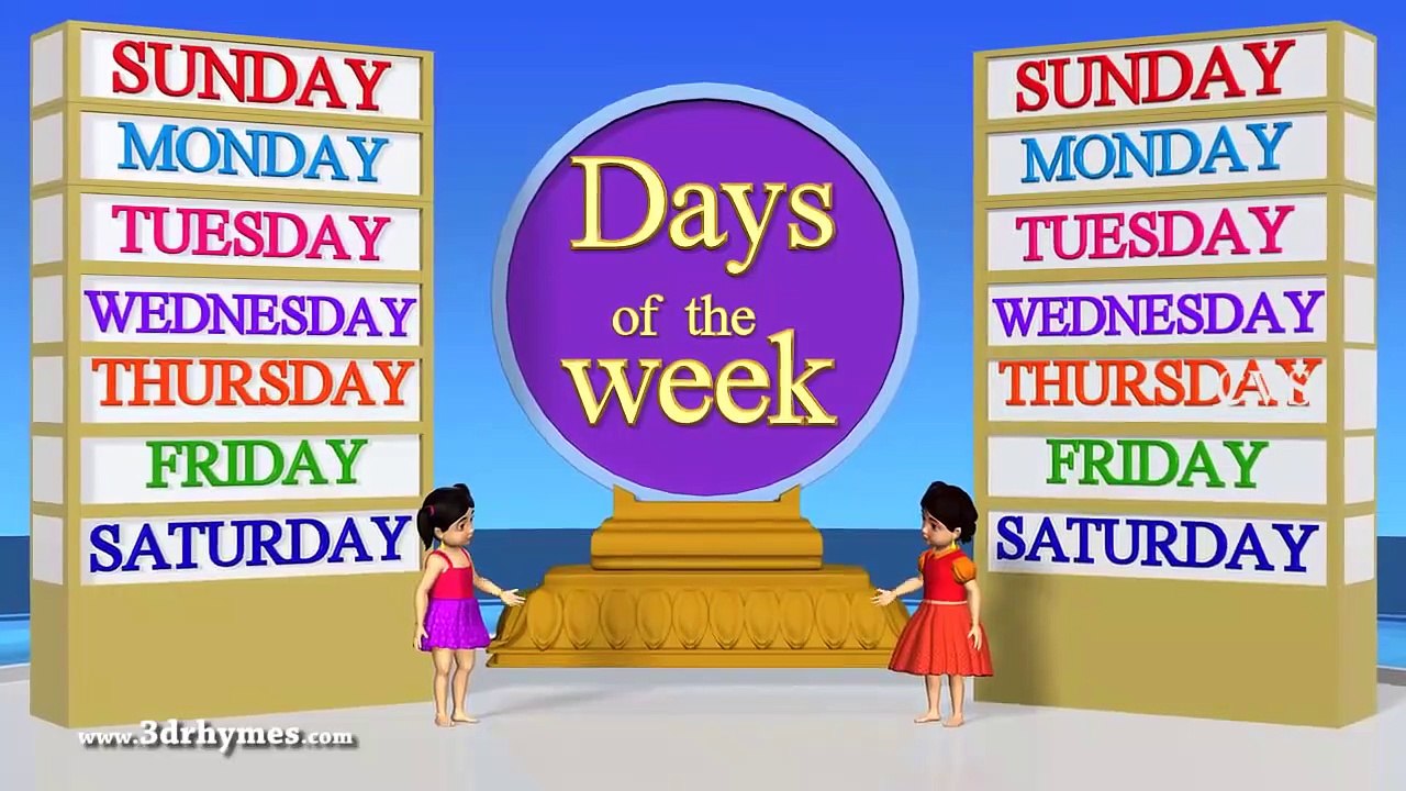 Days of the Week- 3D Animation English Nursery Rhyme for children with ...