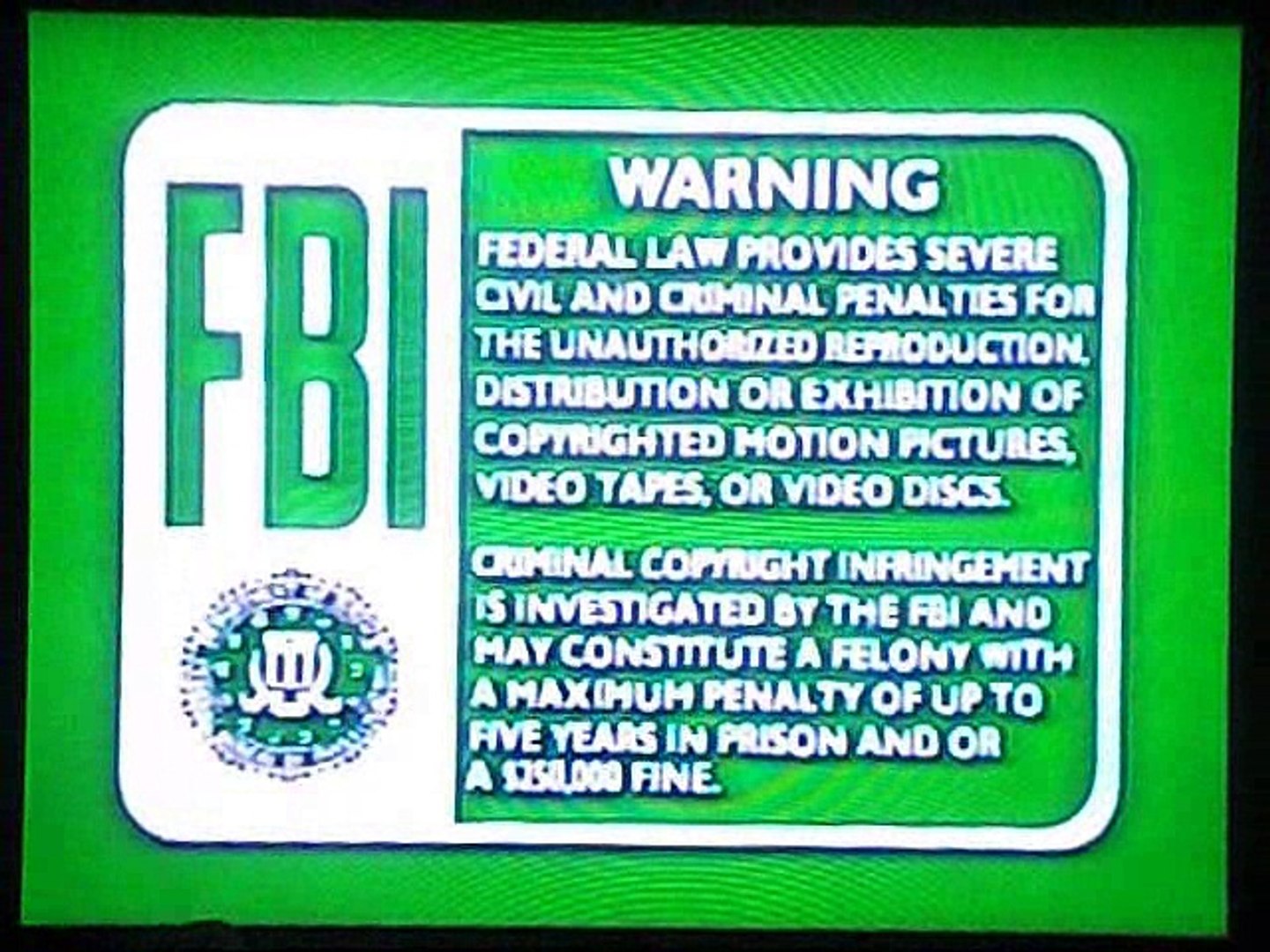 Blue Fbi Warning Screens Walt Disney Home Entertainme