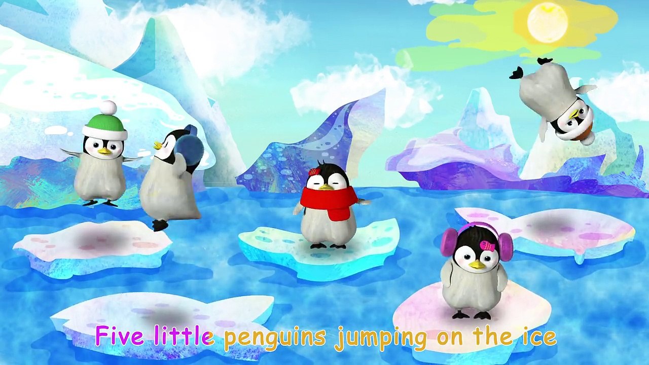 Five Little Penguins Jumping on the Bed | Nursery Rhymes & Kids Songs ...