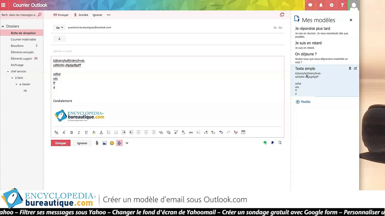 Comment créer un modèle d'email sous outlook - Vidéo Dailymotion