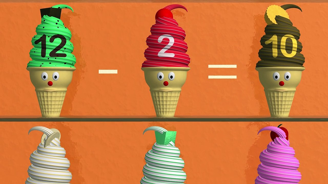 Learn Subtraction (-2) with Ice Cream Cones: Math Lesson for Kids ...