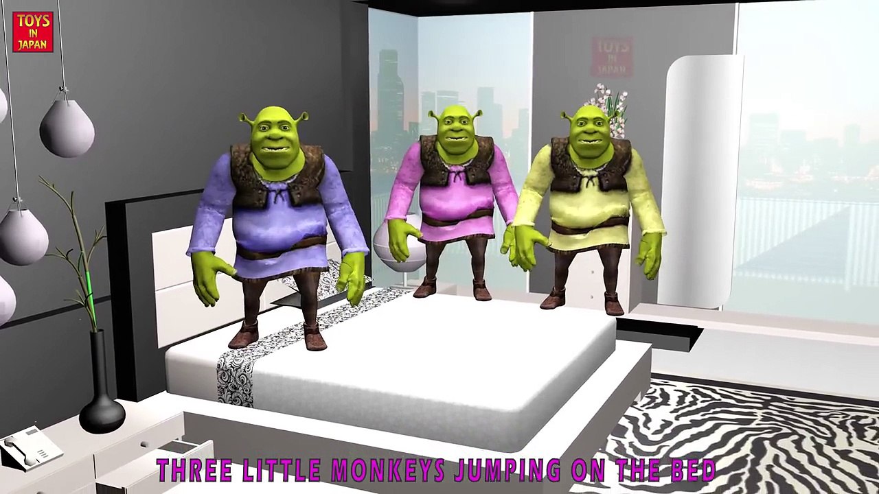 5 Little SHREK Jumping On The Bed | Nursery Rhymes for Children | 3D ...