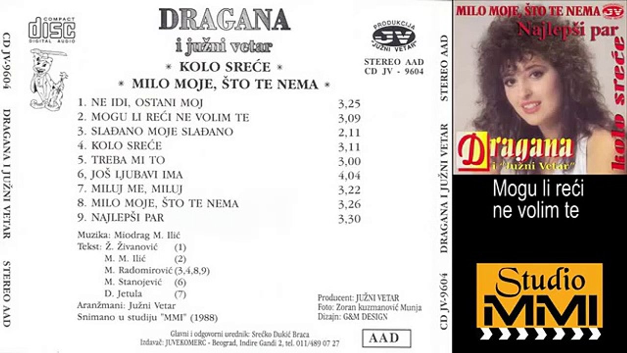 Dragana Mirkovic i Juzni Vetar - Mogu li reci ne volim te (Audio 1988 ...