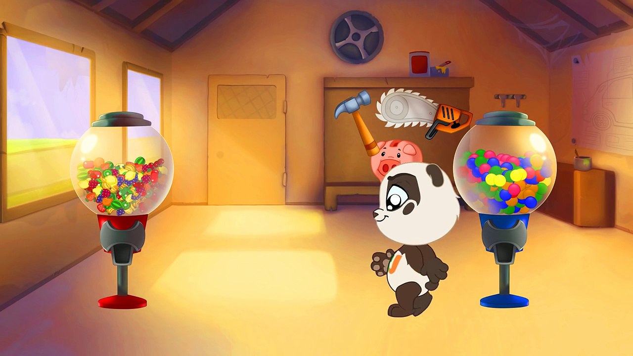 Learn Colors & Fruits with Gumball Machine for Kids | Panda Bo Chainsaw ...