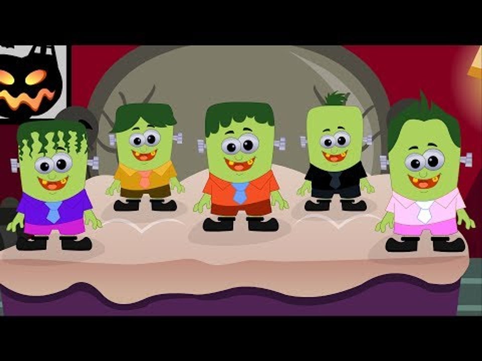 Five Little Monsters | Nursery Rhyme with Lyrics | Halloween Song ...