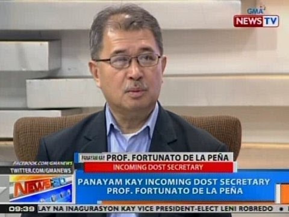 NTG: Panayam kay incoming DOST Sec. Prof. Fortunato De La Peña - video ...