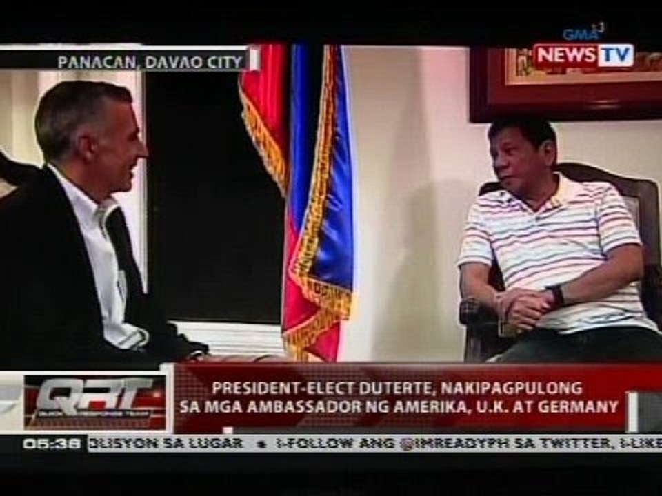 President-elect Duterte, nakipagpulong sa mga ambassador ng Amerika, U ...
