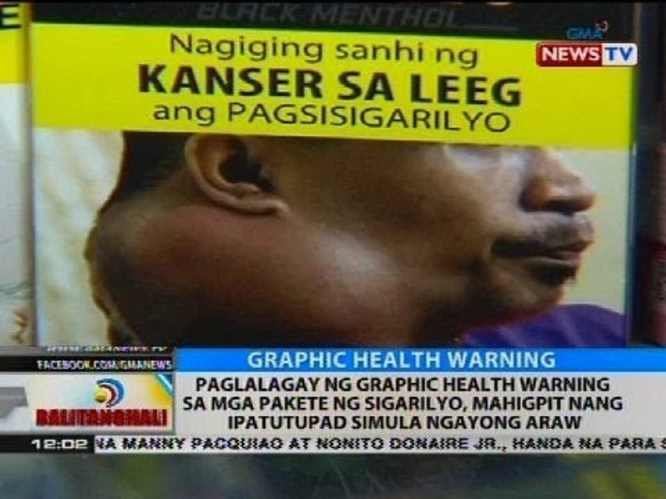 Paglalagay ng graphic health warning sa mga pakete ng sigarilyo ...