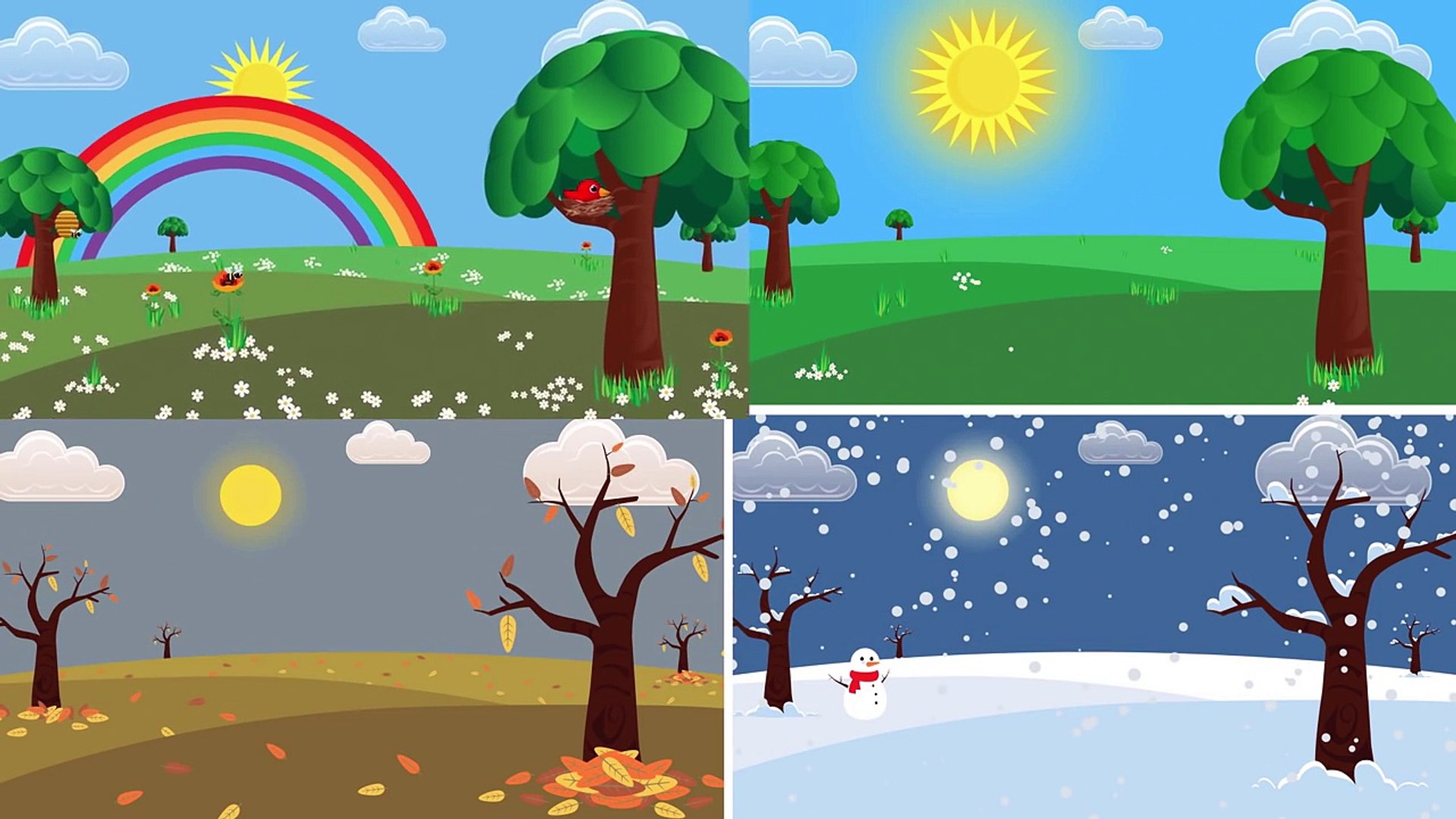 4 Seasons Of The Year Four Seasons Landscape. Summer, Fall, Spring And