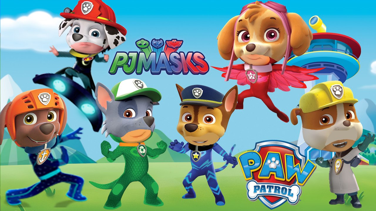 PJ MASKS Transforms Into PAW PATROL Gekko, Catboy, Owlette, Luna Girl ...