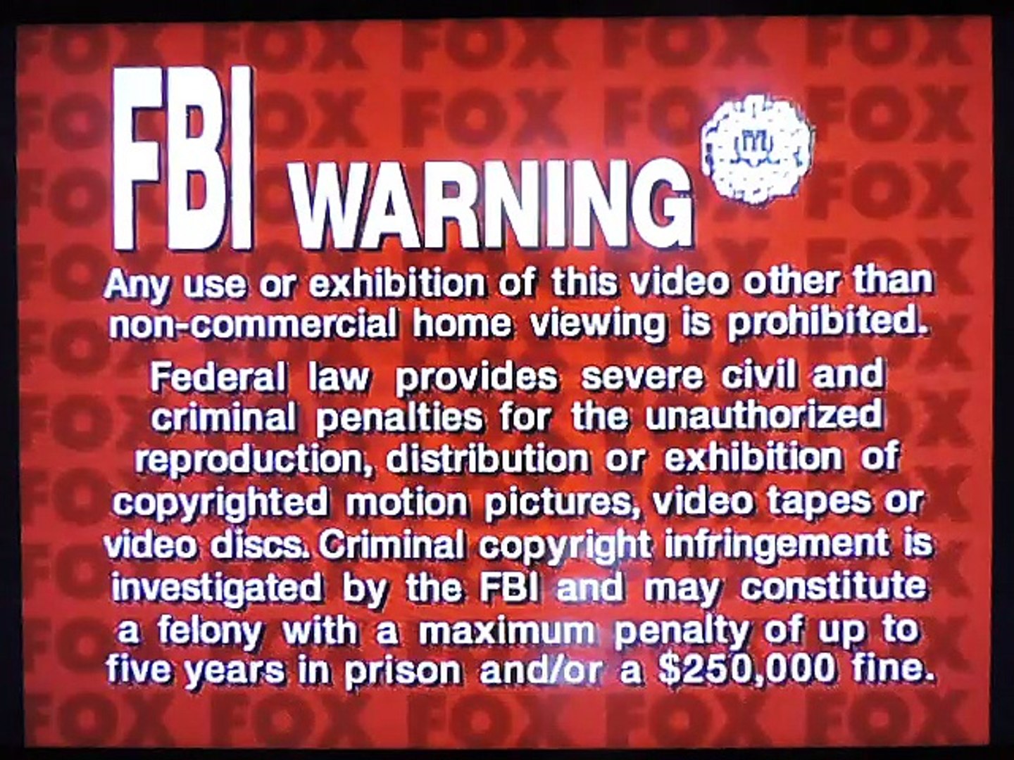 Fbi Warning Screen 20th Century Fox