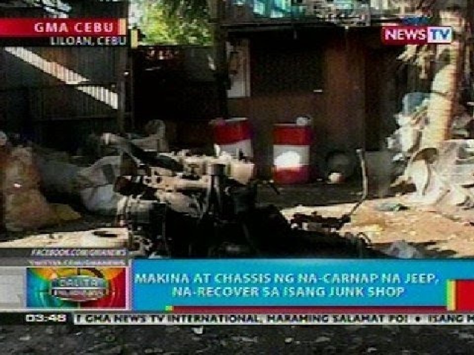 BP: Makina at chassis ng na-carnap na jeep, na-recover sa isang junk ...