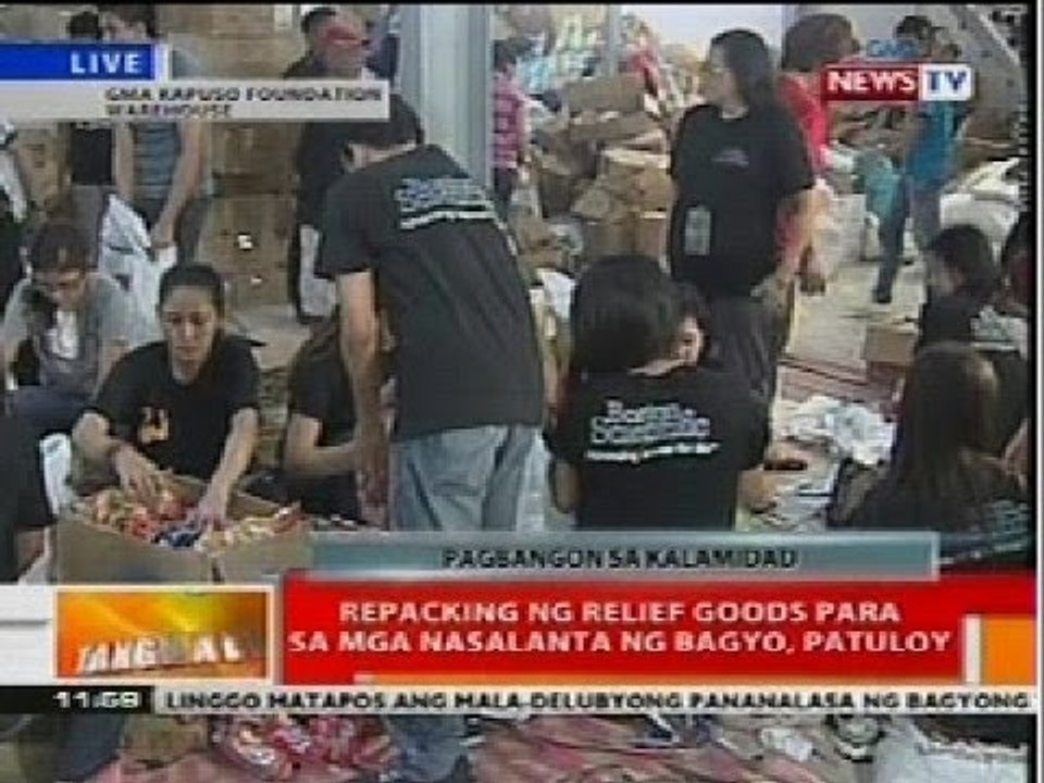 BT: Repacking ng relief goods para sa mga nasalanta ng bagyo, patuloy ...