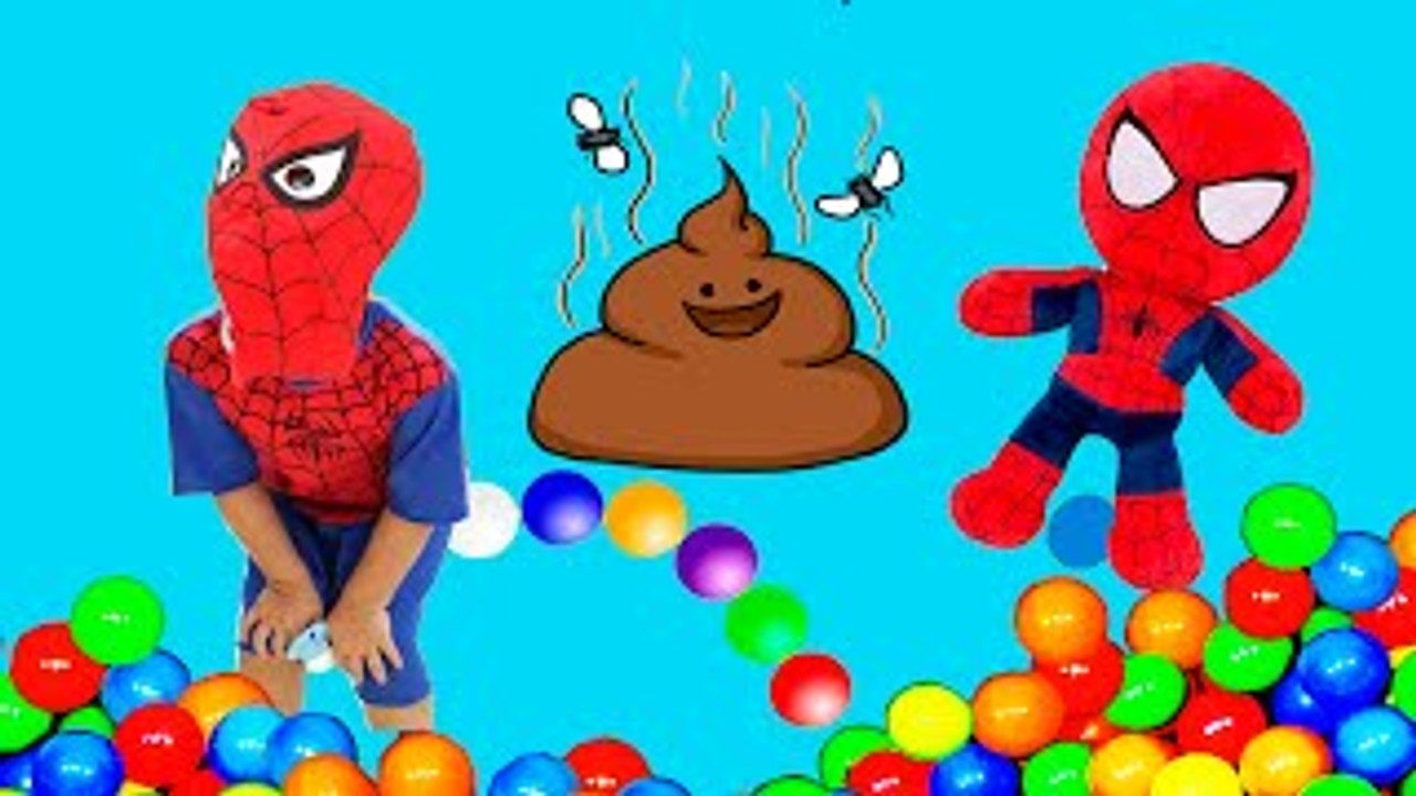 Spider Kid & Spider Baby Poop Colored Balls vs Joker w/ Spiderman ...