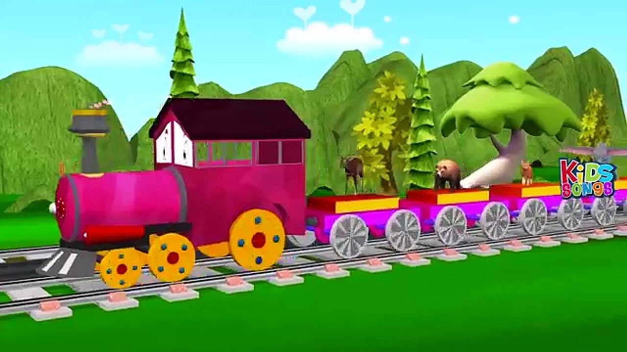 Animals Learning Train Children Nursery Rhymes | Finger Family | Animal ...