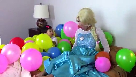 Frozen Elsa POOP PRANK! w/ Spiderman vs Bad Baby Joker Girl Balloons ...
