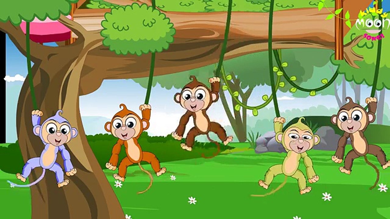 Cinco Monitos Saltando En La Cama | Los Niños Rima De Cuarto De Niños ...