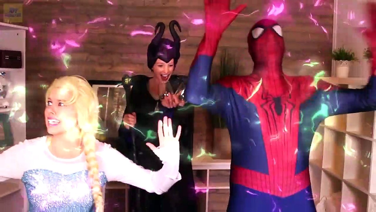 Frozen Elsa & Spiderman TRAPPED BY MALEFICENT! w_ Joker Anna Rapunzel C ...