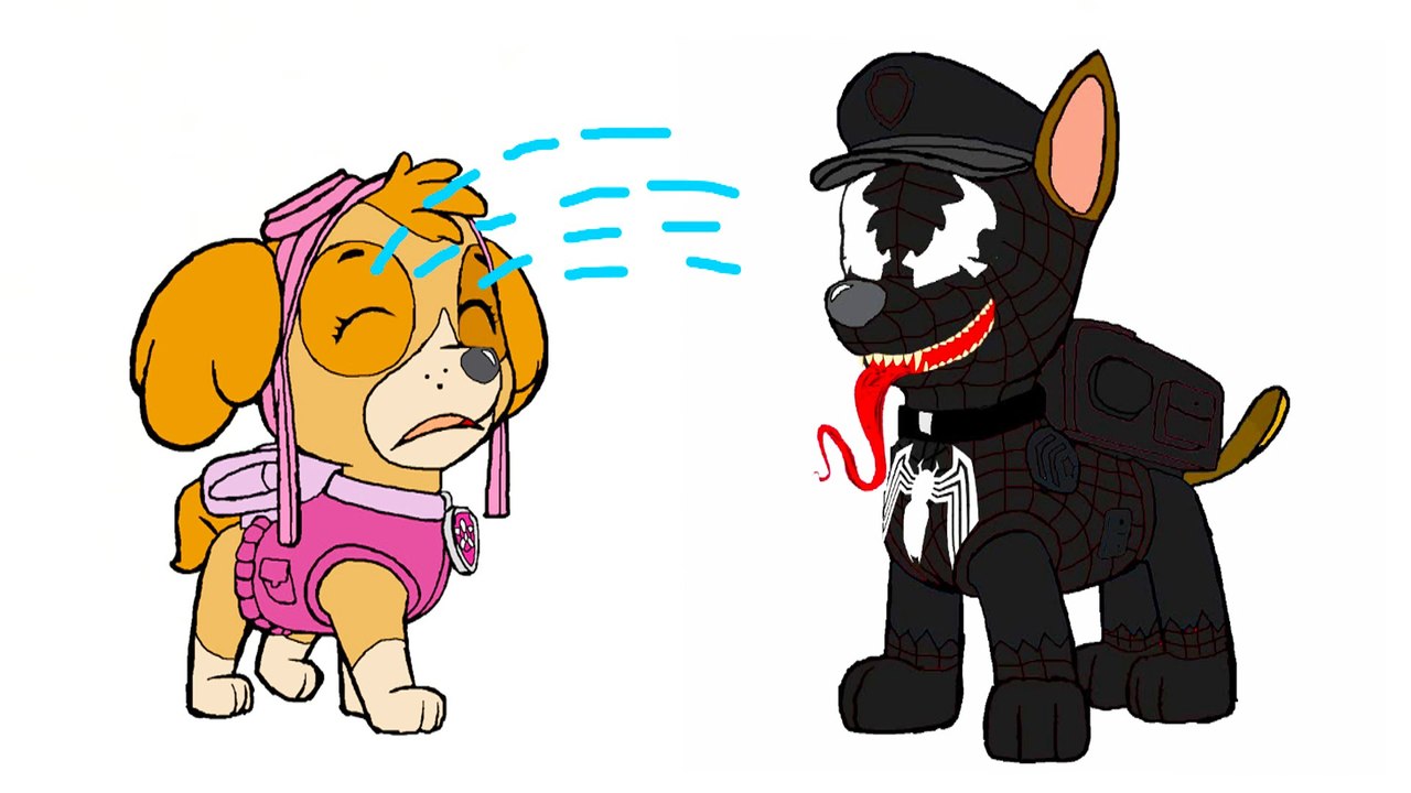 PAW Patrol Skye Crying -Chase - Spiderman vs Venom Superheroes ...
