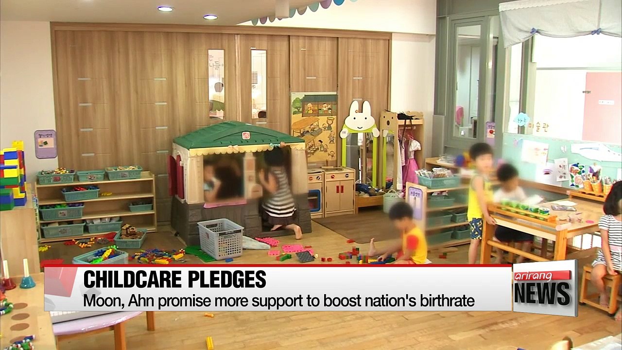Moon, Ahn announce childcare pledges promising greater support - video ...