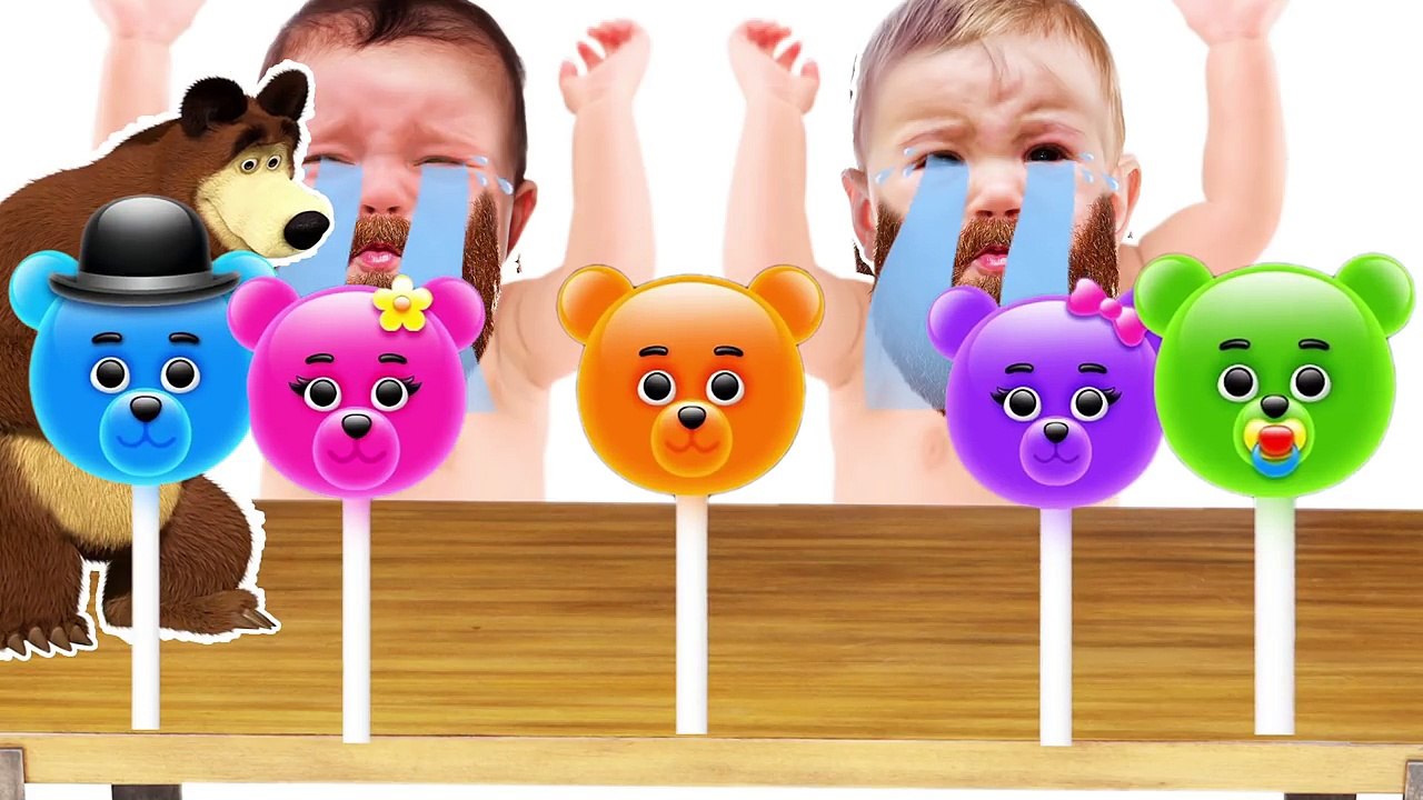 Bad Baby Crying and Learn Colors Colorful Gummy Bear Lollipop Finger ...