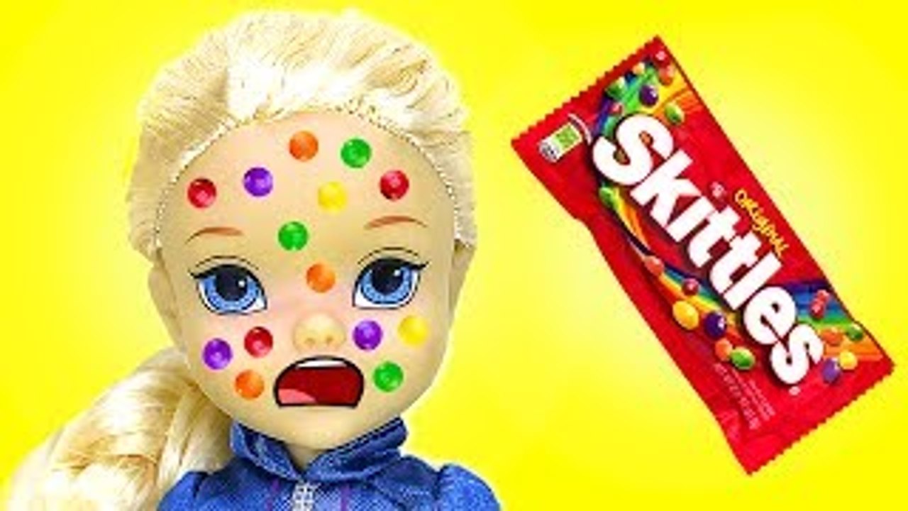 Frozen Elsa Toddler Skittles Face! With Frozen Anna, Barbie and More ...