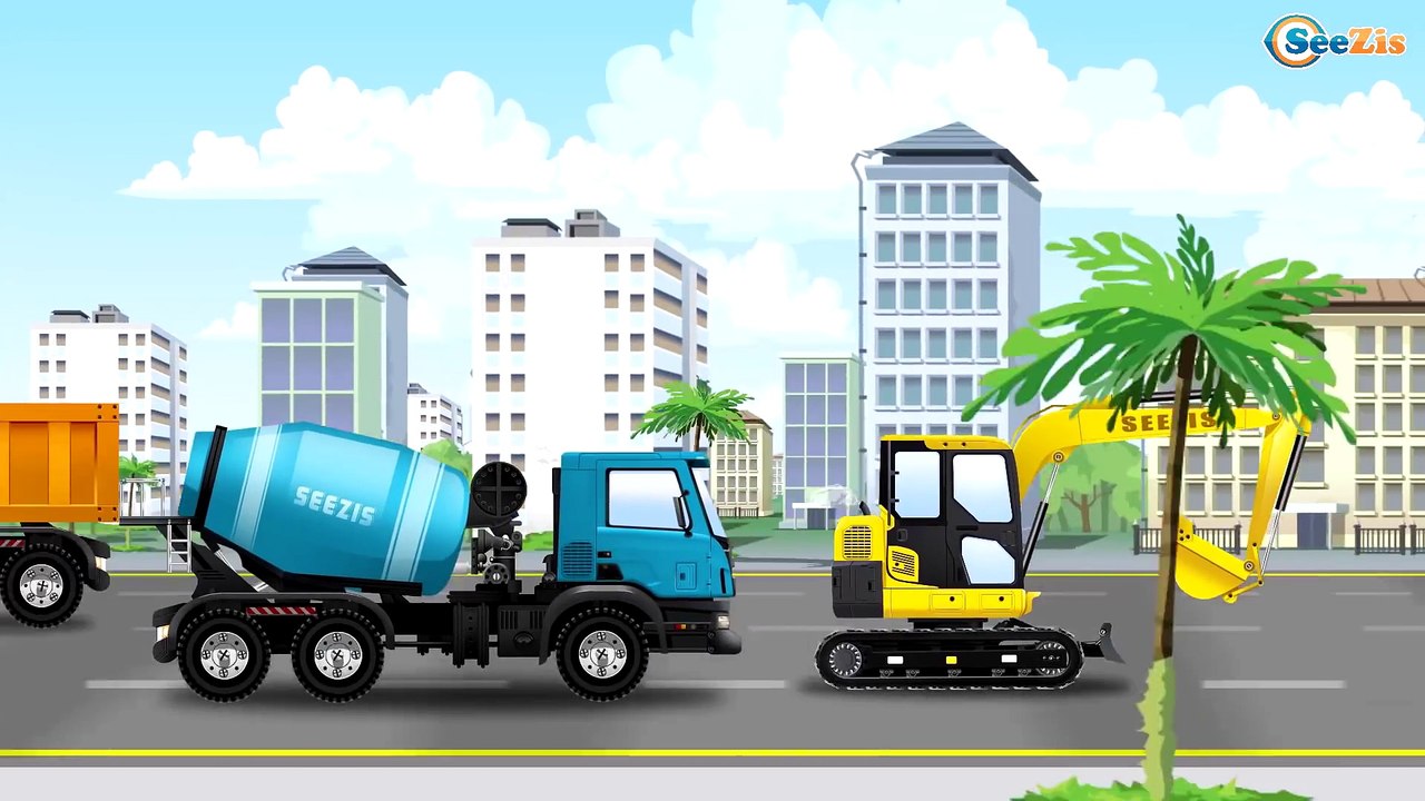 Diggers Cartoon about The Excavator & The Tractor Construction | Kids ...