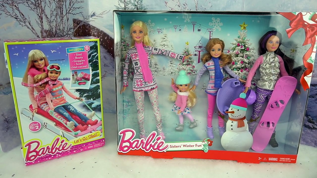 Barbie Playing in the Snow - Ice Skating, Sledding Real Snow Fun ...