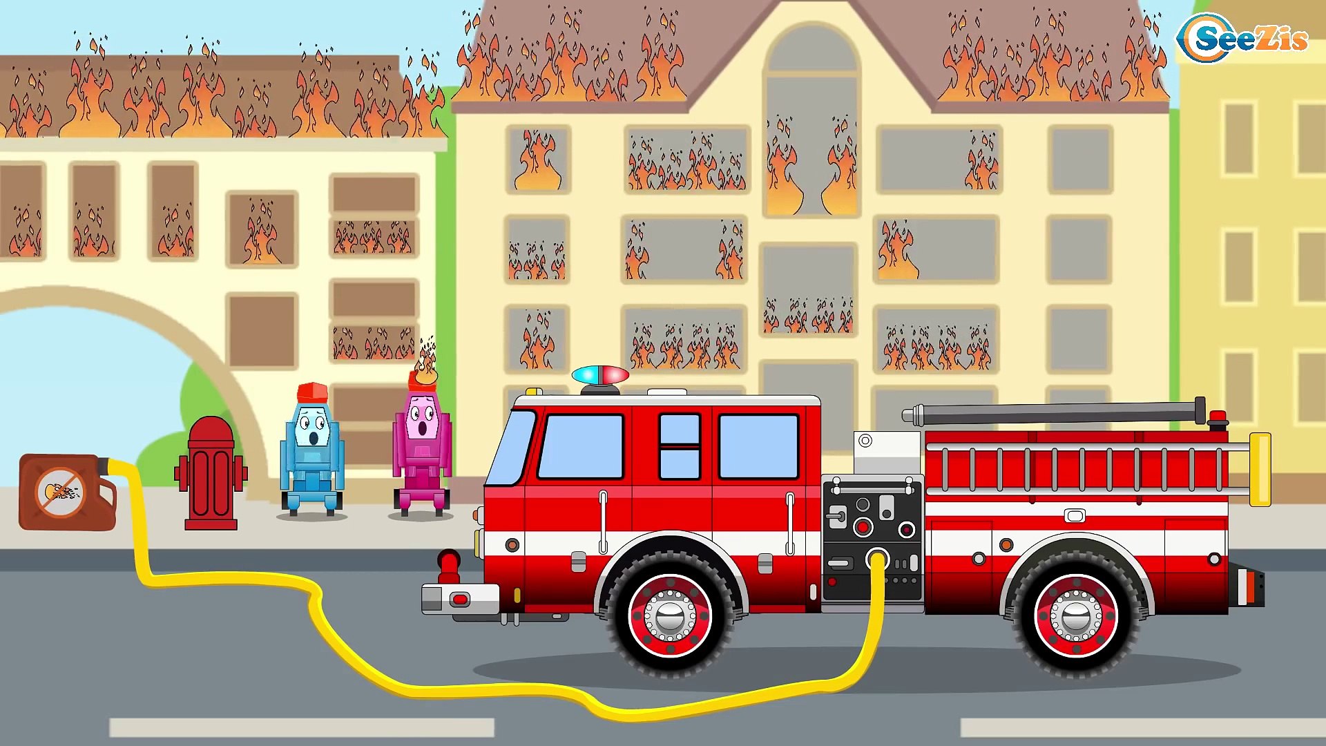 Silly Fire Truck Cartoon Have An Idea Gesture Of Fire Truck Cartoon