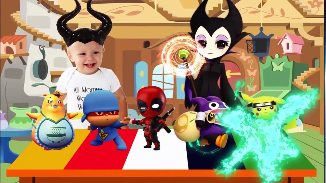 Bad Baby Crying learn colors with Dead Pool , Pocoyo (포코요) , Pikachu ...
