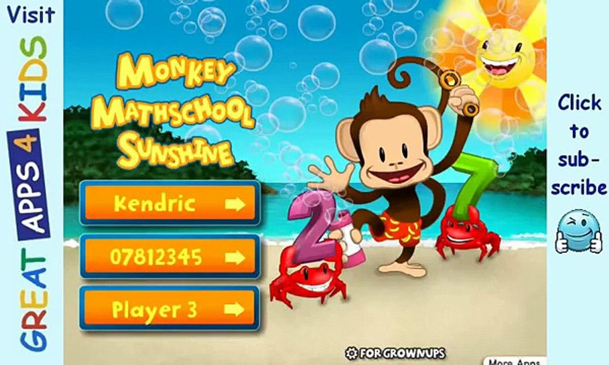 Monkey Math School Sunshine | Fun Math App For Kids - Dailymotion Video