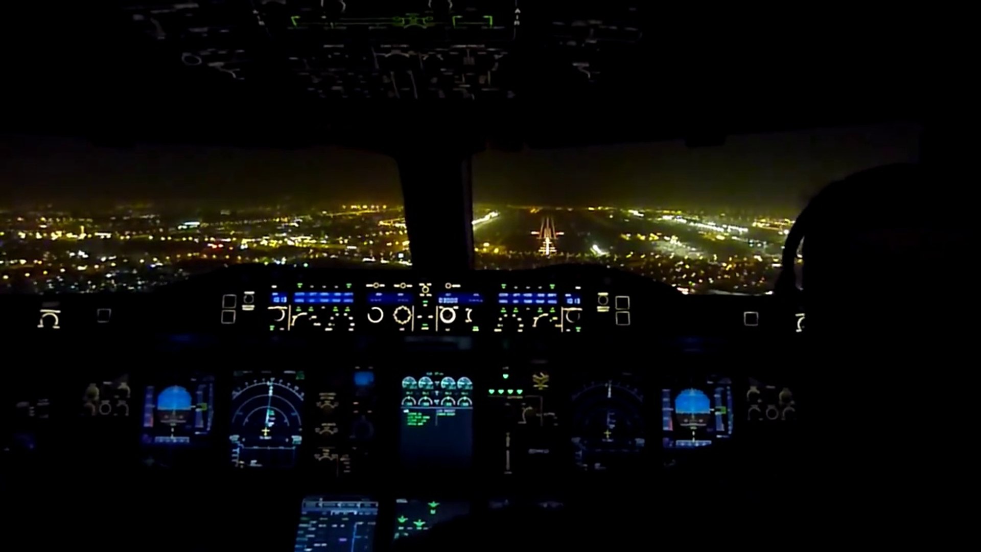 Airbus A380 Cockpit At Night