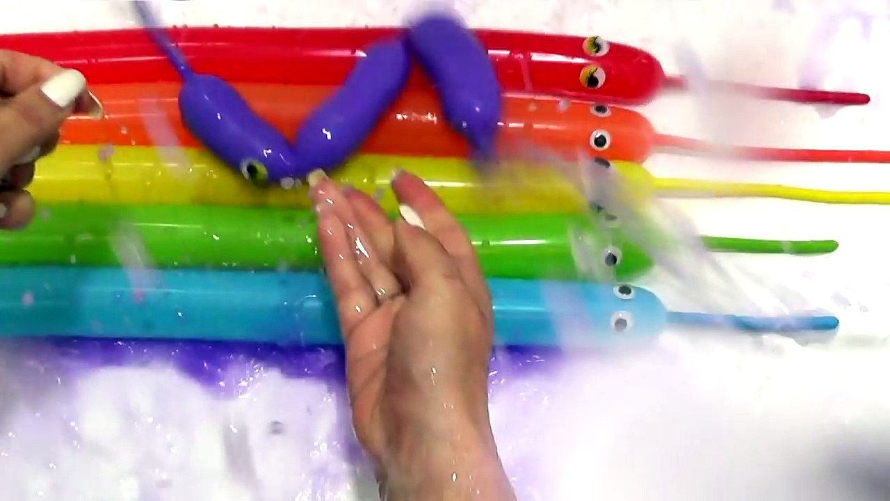 5 Eyes Rainbow Face Color Wet Balloons Learn Colours Funny Faces Color ...