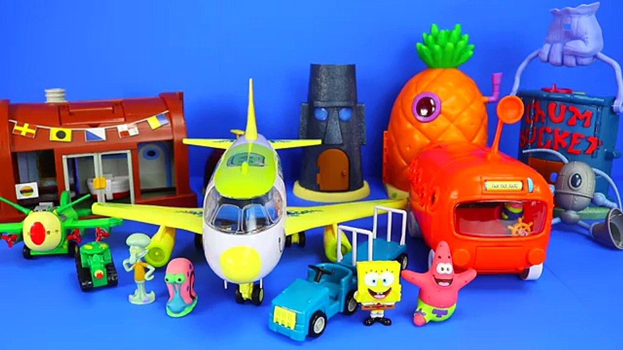 Spongebob Squarepants Plane & Bikini Bottom Submarine Bus Playset ...