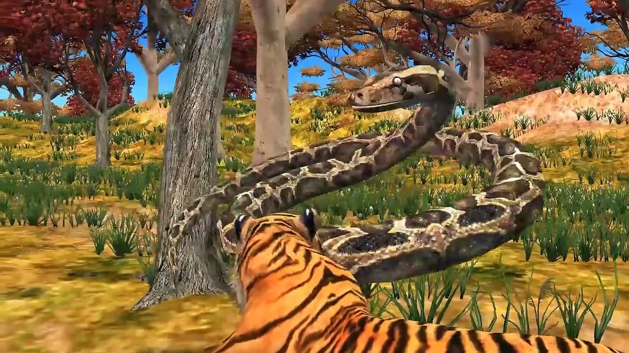 African Lion Attacks Deer _ Anaconda Vs Tiger Animal Fight _ Cartoon ...
