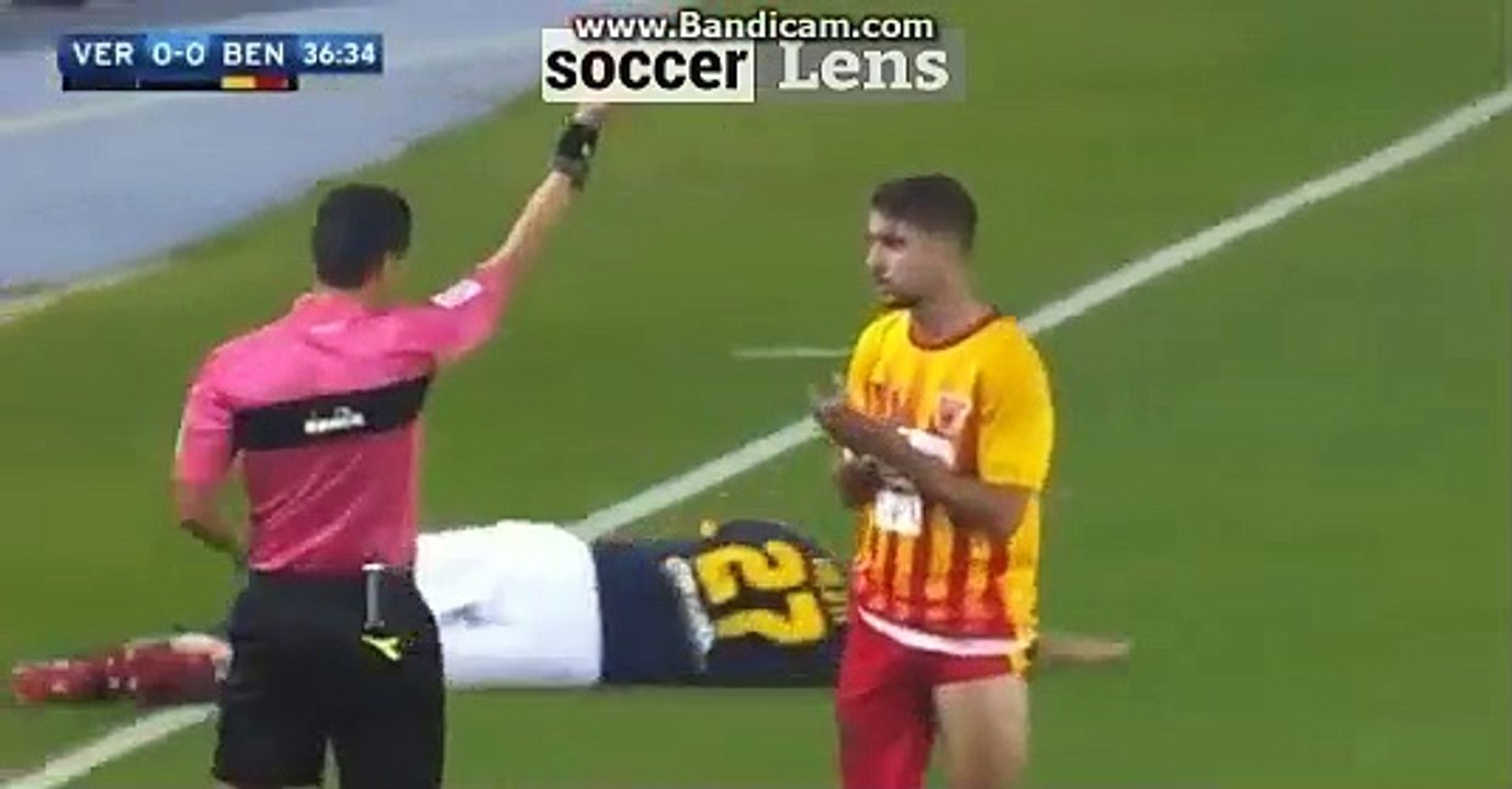 Luca Antei Red Card For Horror Foul HD - Verona 0-0 Benevento 16/10 ...