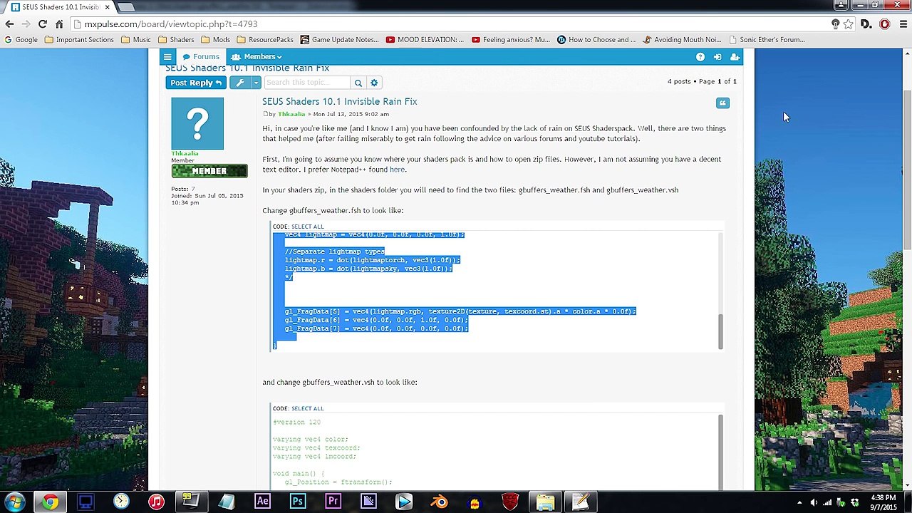 Minecraft Shader Tutorial - Invisible Rain Fix (SEUS V10.2 Prev. 1 ...