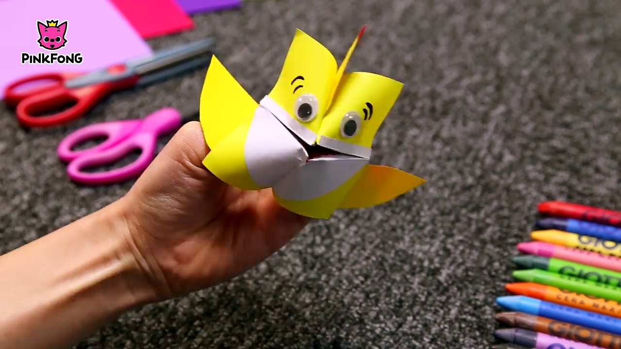 How to Make an Origami Baby Shark Puppet _ Animal Song With Origami ...