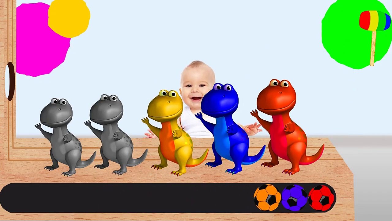 Learn Colors with Colorful Dinosaurs Soccer Balls WOODEN HAMMER Cartoon ...