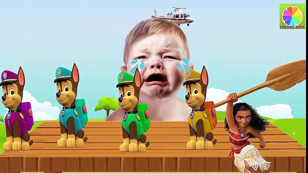 Learn Colors with Baby Crying and Chase Paw Patrol, Moana Finger Family ...