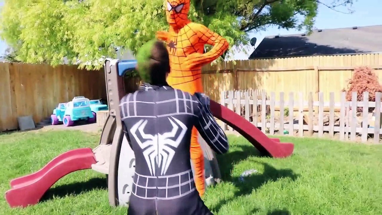Orange Spiderman vs Two Face Joker - Real Life Superhero Movie ...