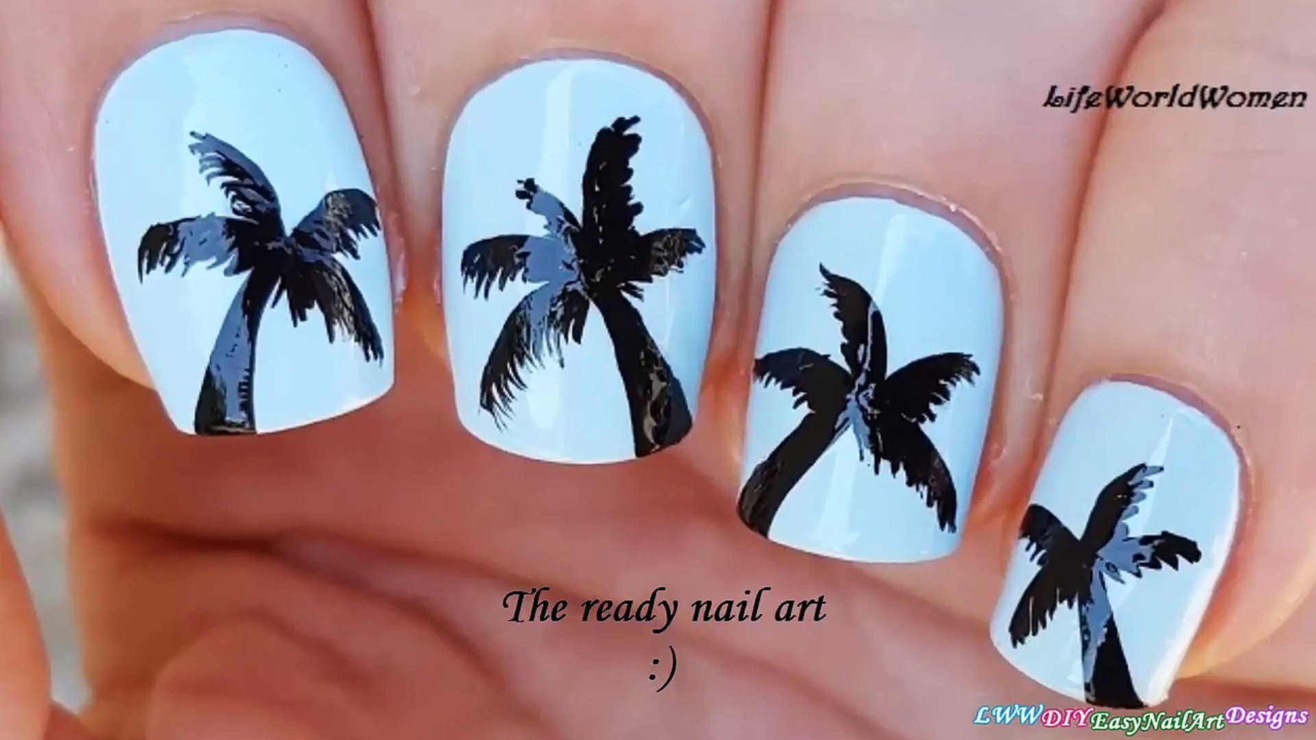 Easy Palm Tree Nail Art