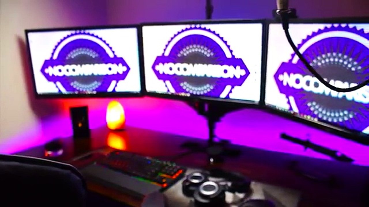 ULTIMATE Triple Monitor Gaming Setup! Custom PC Desk Setup Tour - Ultra ...