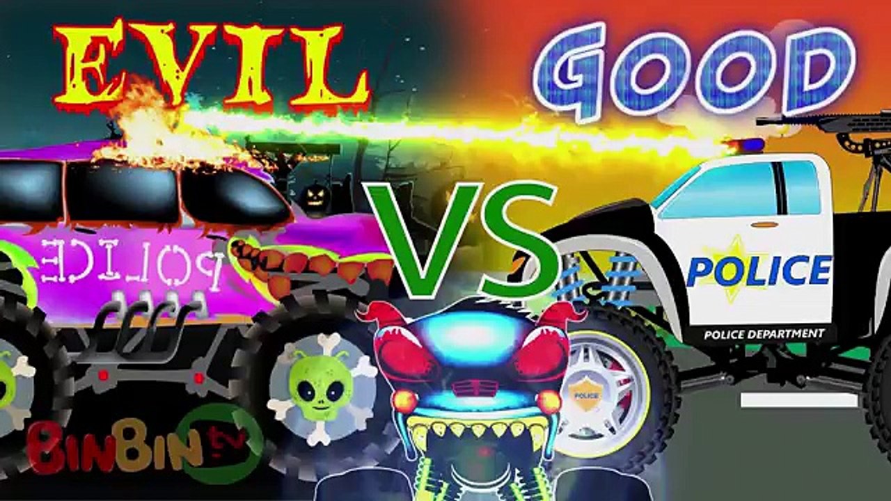 Good vs Evil | Army Missile Launcher | Scary Monster Trucks For ...