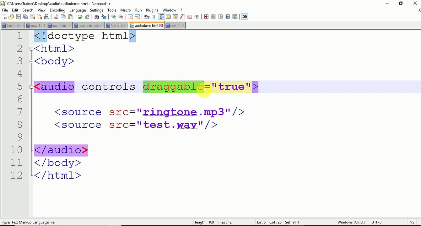 HTML for Beginner Tutorial#28 -Audio-Preload,Muted,Autoload and Loop ...