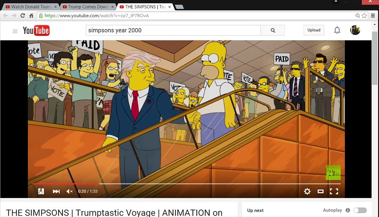 Simpsons Donald Trump 2000 vs Trump escalator entrance 2015 - video ...