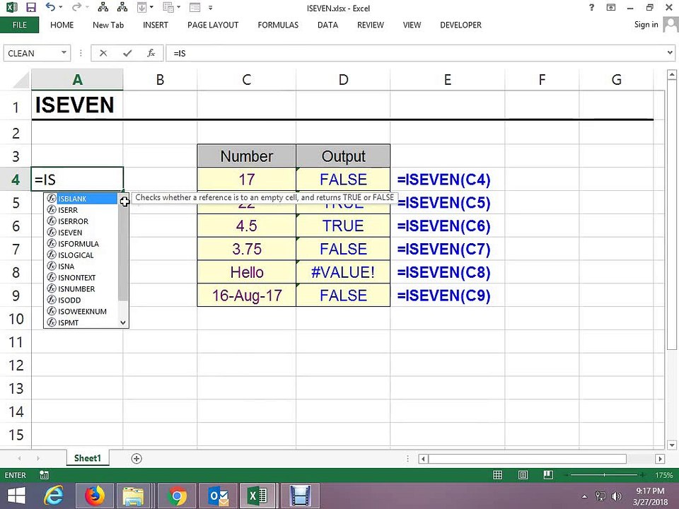 ISEVEN Function In Excel - video Dailymotion