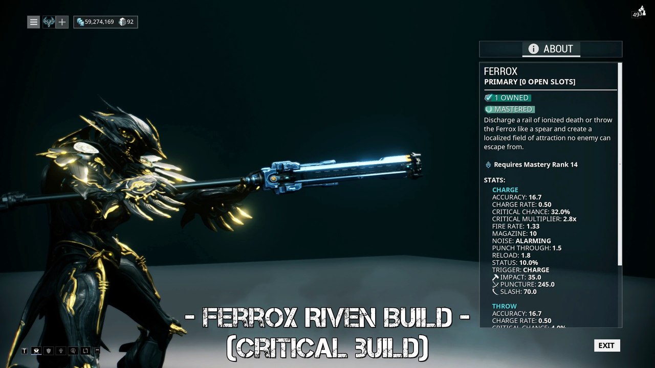 Warframe: Ferrox Riven Build - Critical build - Charged shot - Update ...